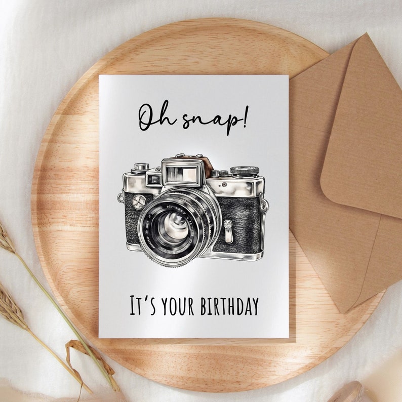 Printable Birthday Card, Printable Camera Birthday Card, Digital ...