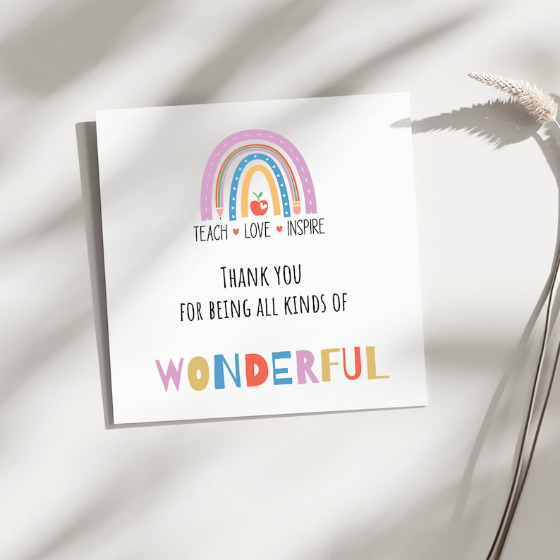 Printable Thank You Teacher Appreciation Card Digital Teacher Birthday ...