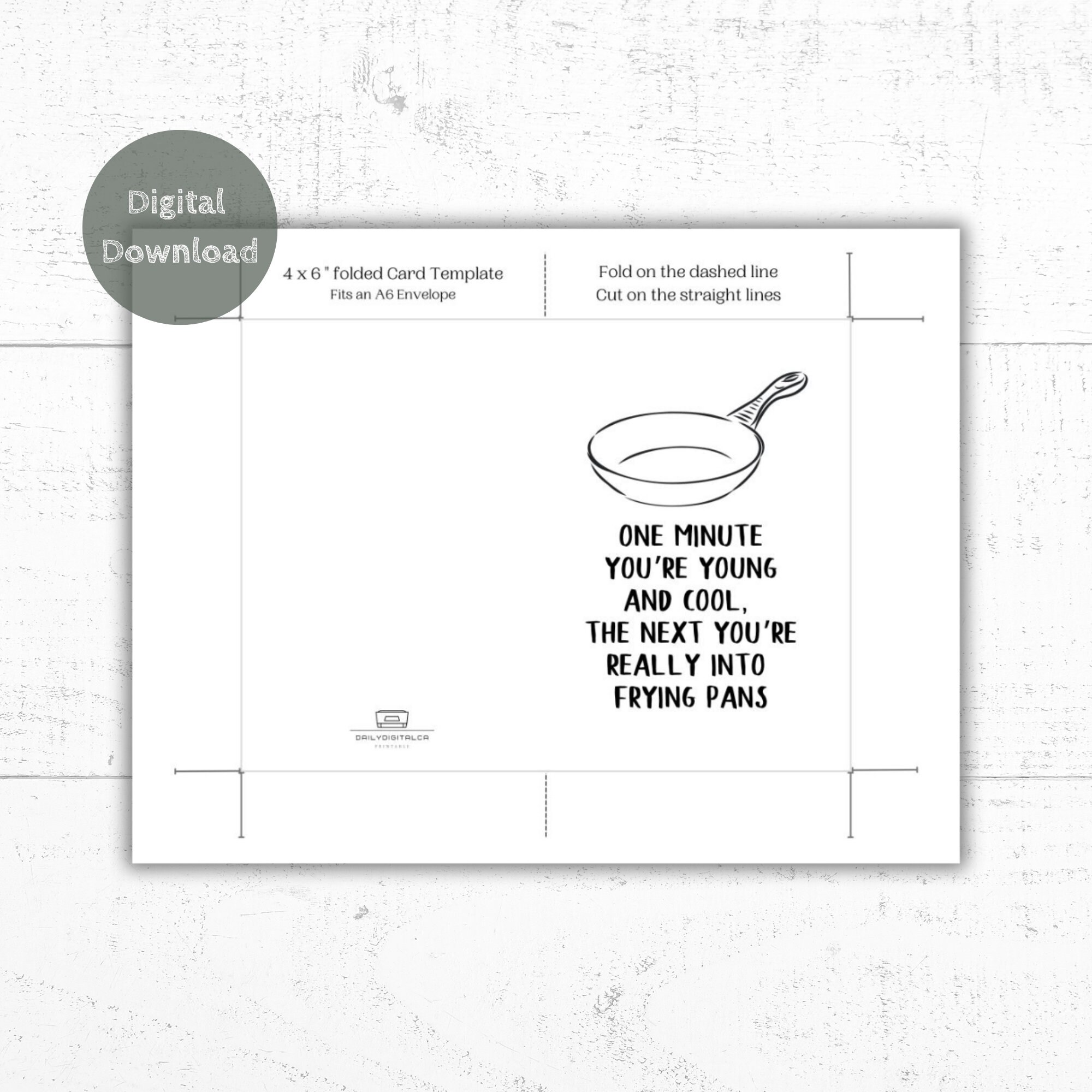 Printable Birthday Card, Funny Birthday Card, Funny Frying Pan Birthday ...