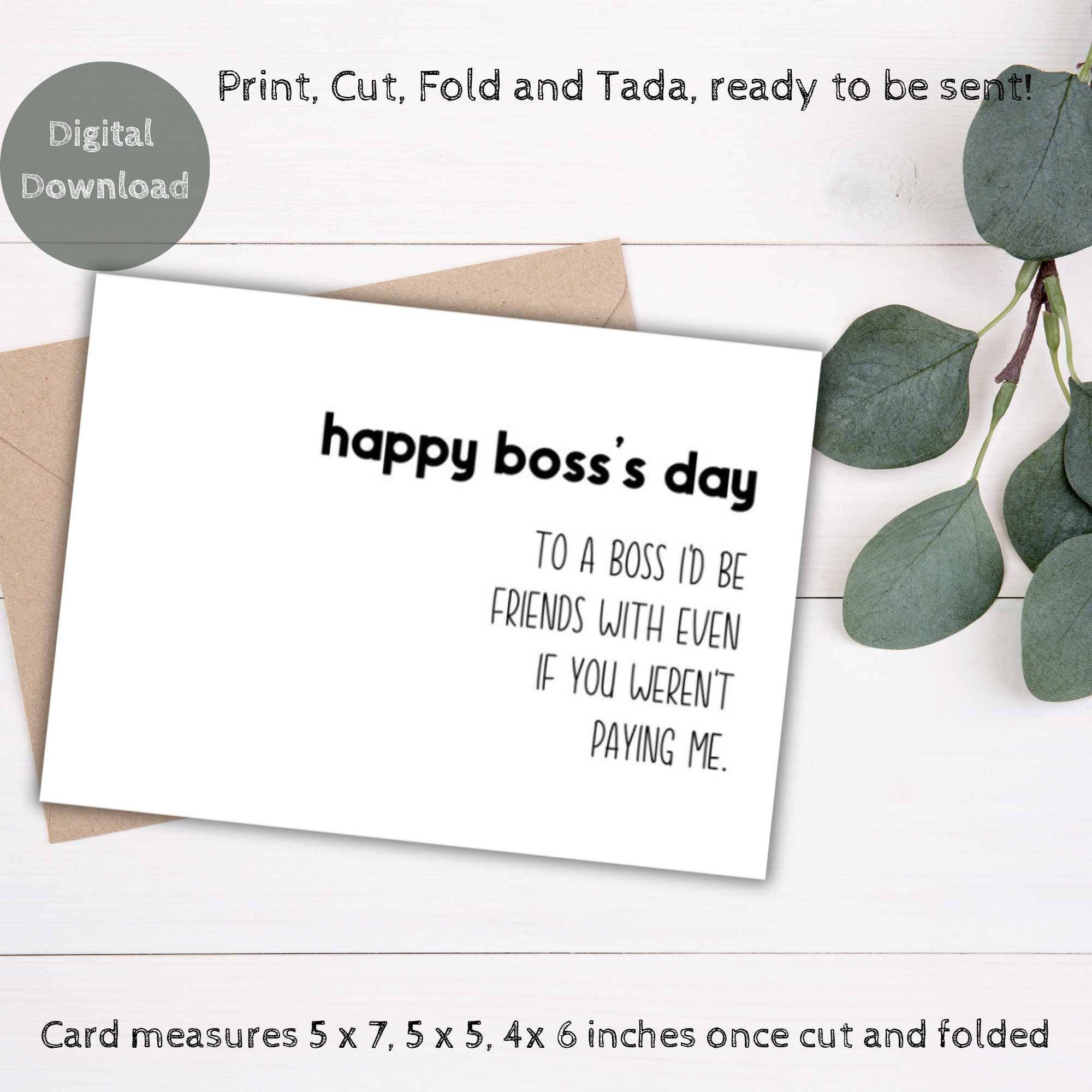 Printable Birthday Card, Funny Birthday Card for Boss, Card for Boss ...