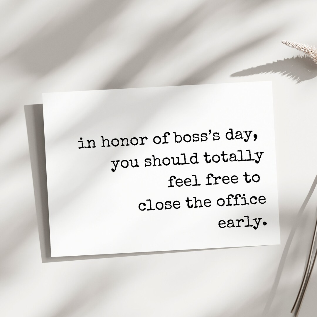 Printable Boss's Day Card, Boss Day Gift, Funny Boss Card, Gift for ...