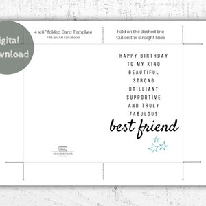 Printable Bestie Birthday Card Birthday Card for Bestie - Etsy
