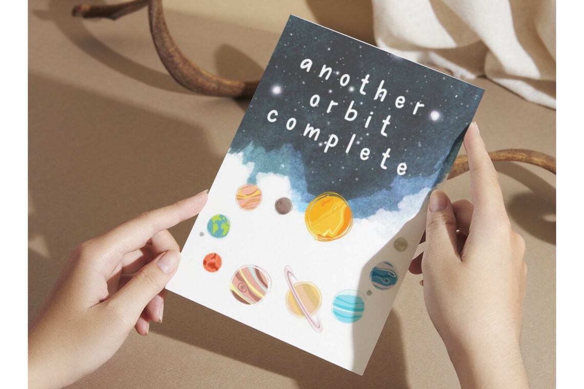 Space Birthday Card Printable Galaxy Theme Printable Solar System ...