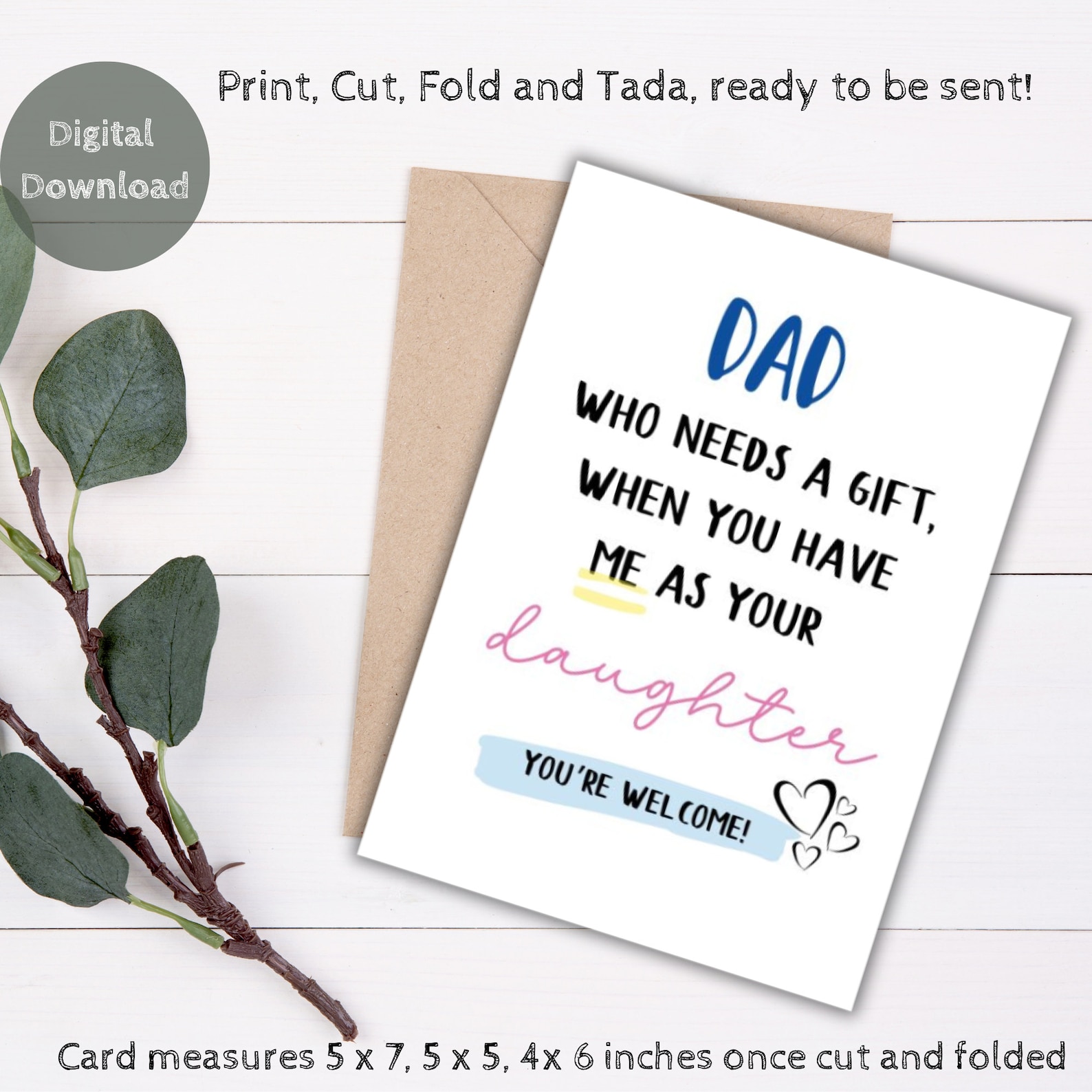 Dad Birthday Card, Printable Birthday Card for Dad, Funny Birthday Card ...