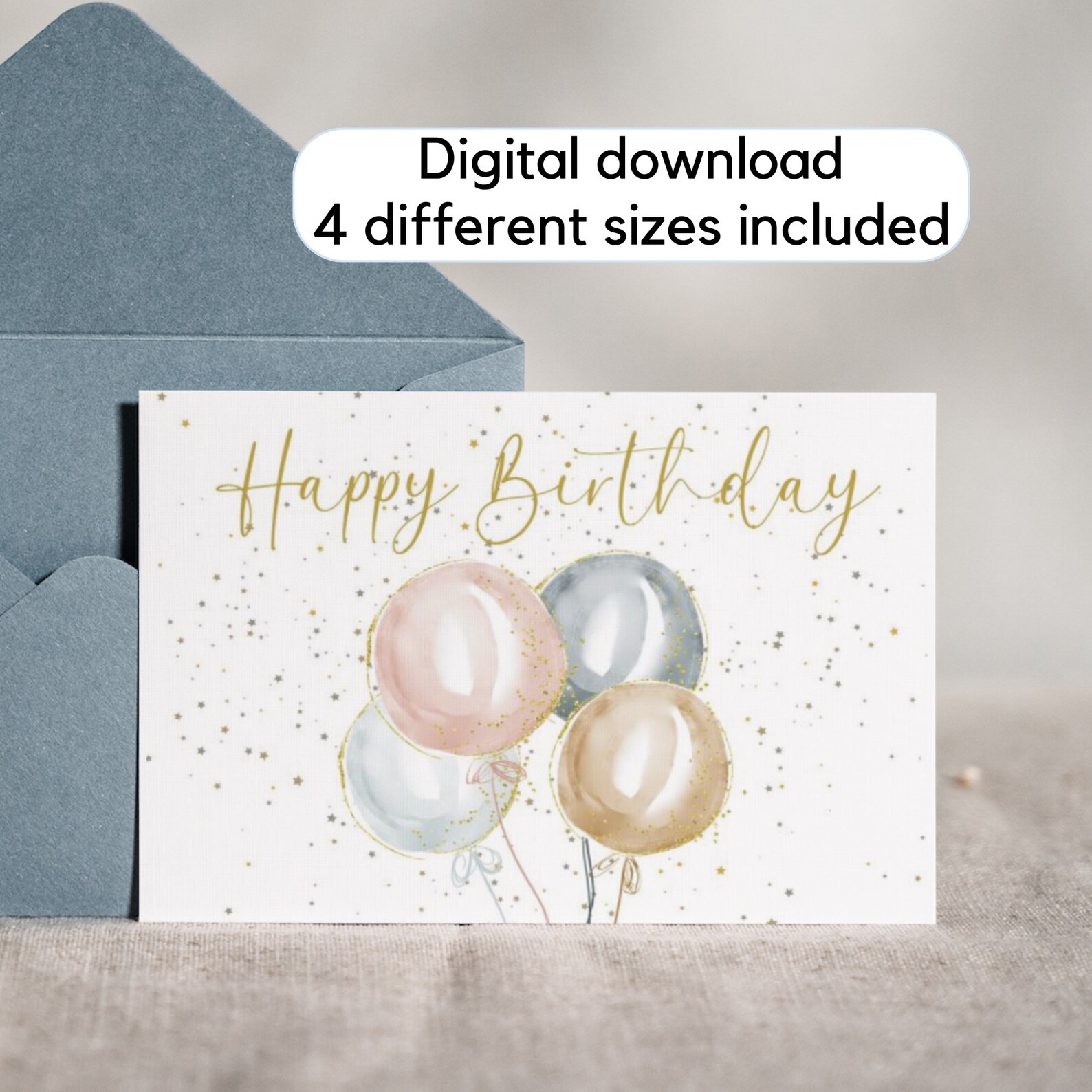 Printable Birthday Card, Digital Download Card, Printable Birthday ...