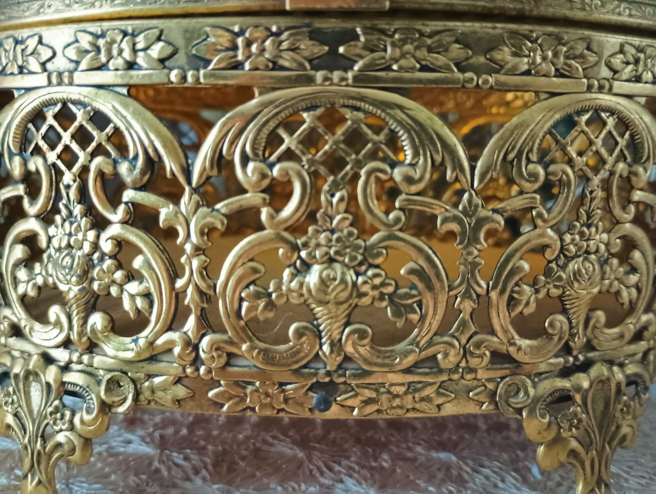 Elegant Vintage Filigree Jewelry Casket W/ Amber Glass - Etsy