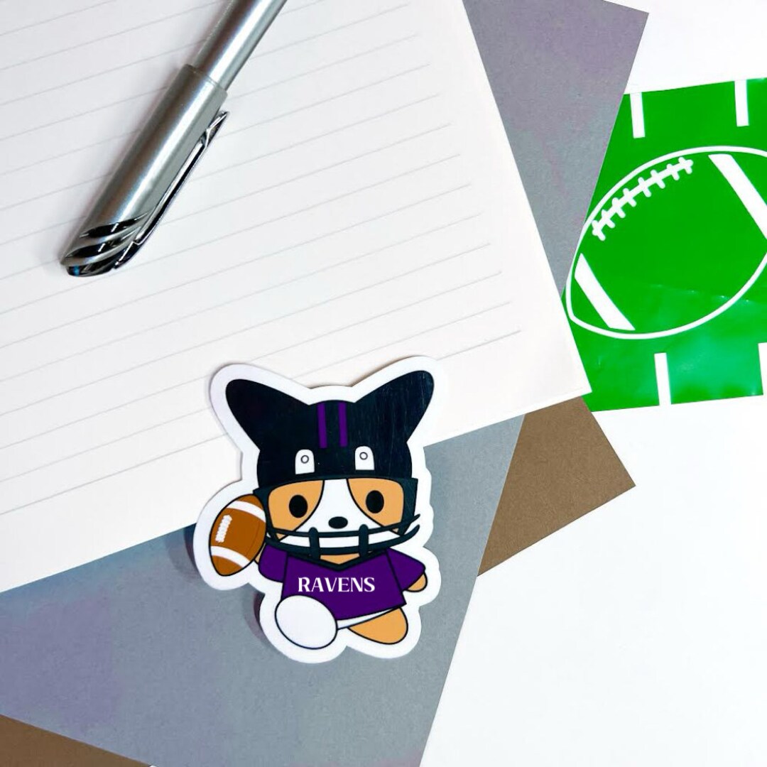Football Ravens Cute Kawaii Corgi Cookie Vinyl Diecut Sticker With ...