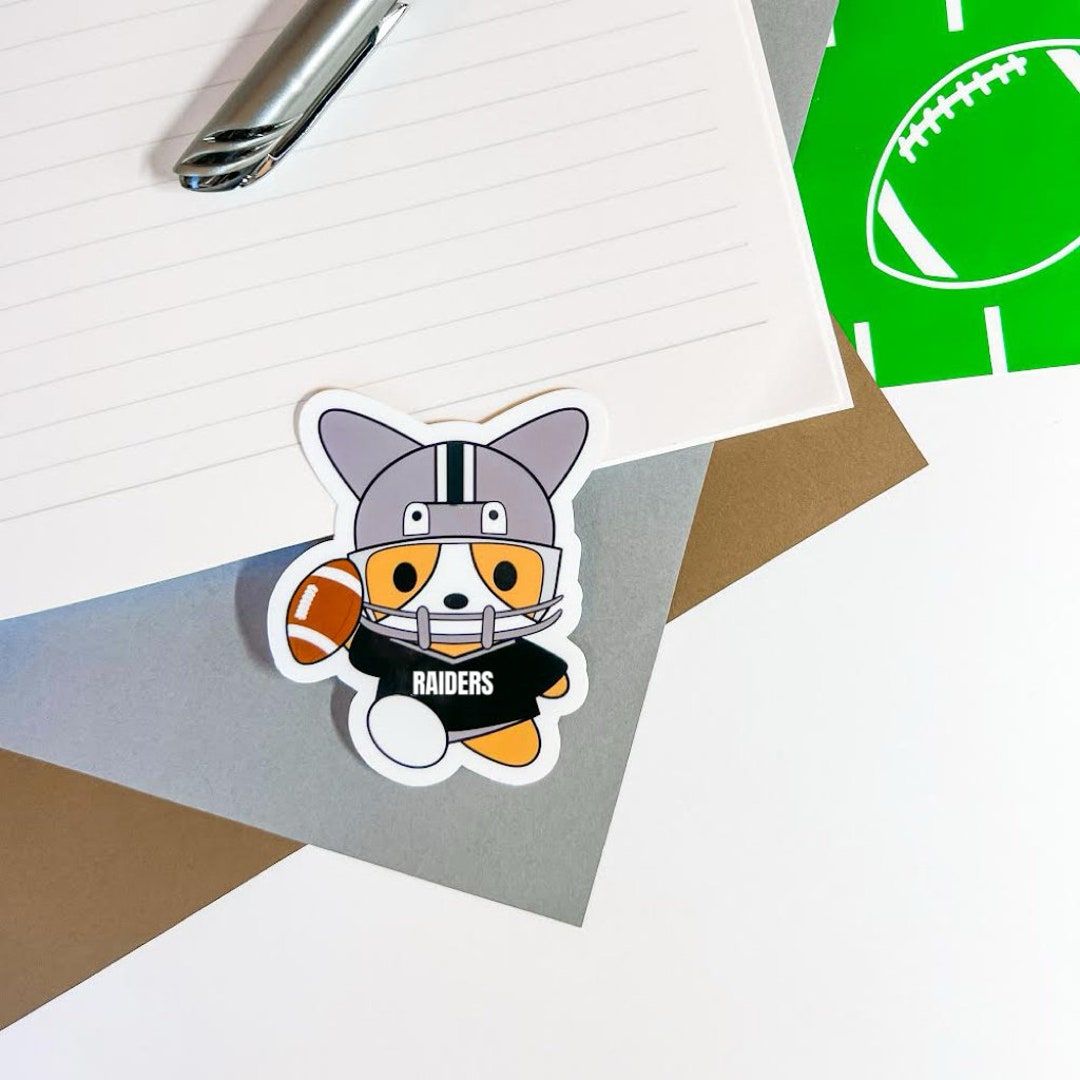 Football Raiders Cute Kawaii Corgi Cookie Vinyl Diecut Sticker With ...