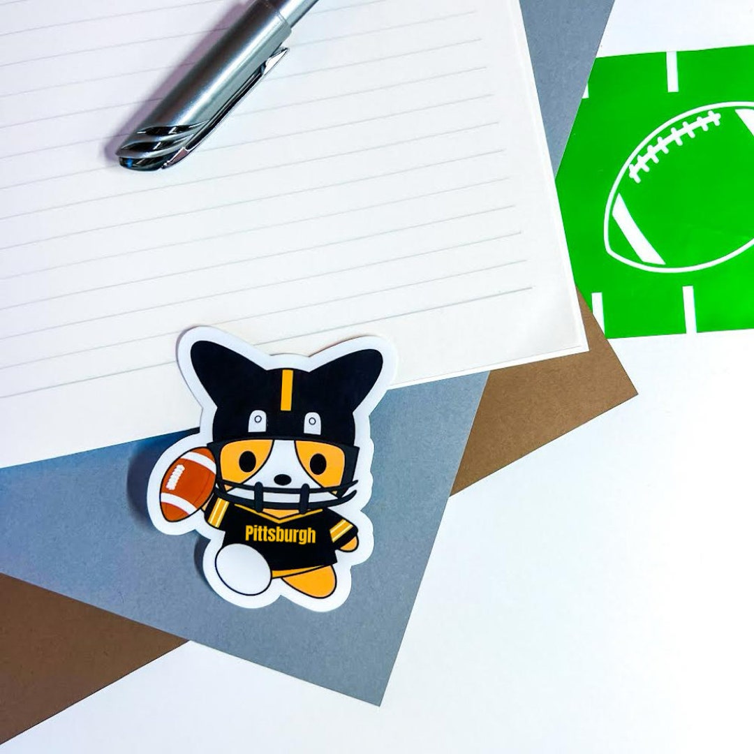 Football Pittsburgh Cute Kawaii Corgi Cookie Vinyl Diecut Sticker With ...