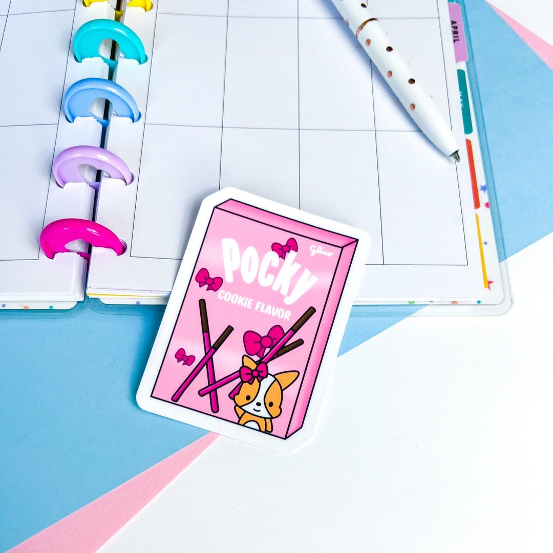 Pink Pocky Asian Snacks Cute Kawaii Corgi Cookie Vinyl Diecut Sticker ...