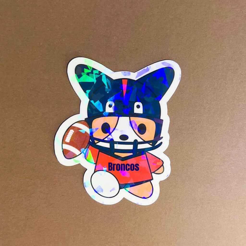 Football Denver Cute Kawaii Corgi Cookie Vinyl Diecut Sticker With ...