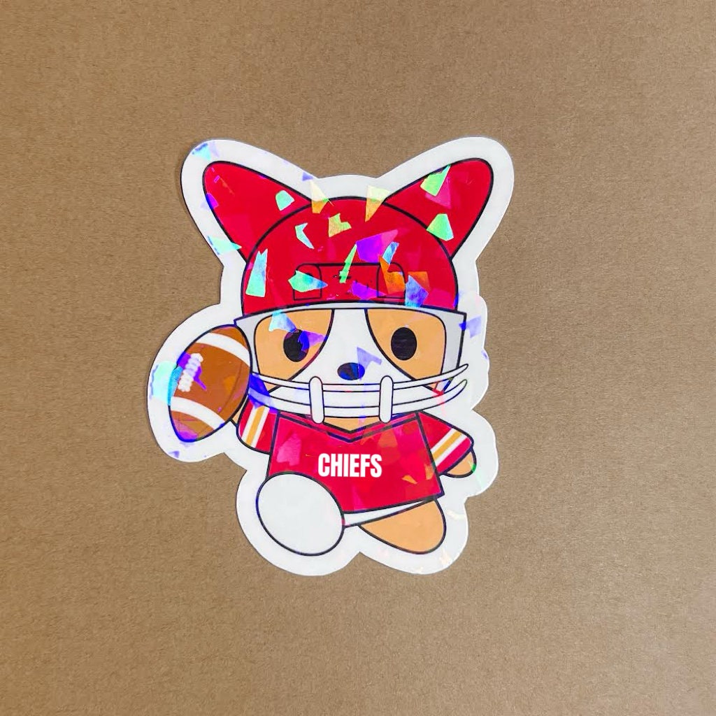 Football Chiefs Cute Kawaii Corgi Cookie Vinyl Diecut Sticker With ...