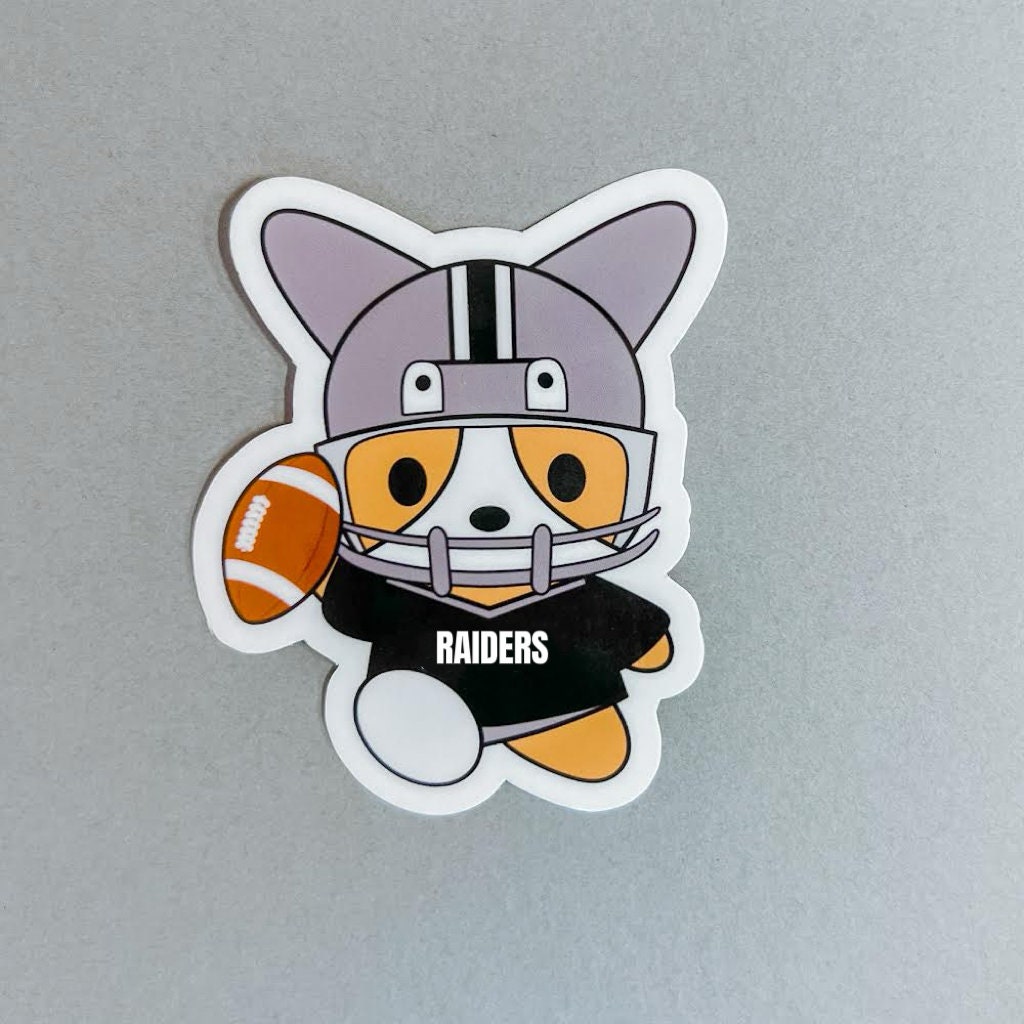 Football Raiders Cute Kawaii Corgi Cookie Vinyl Diecut Sticker With ...