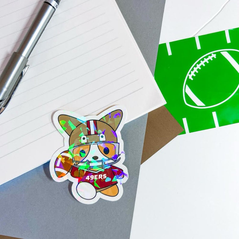 Football Niners Cute Kawaii Corgi Cookie Vinyl Diecut Sticker With ...