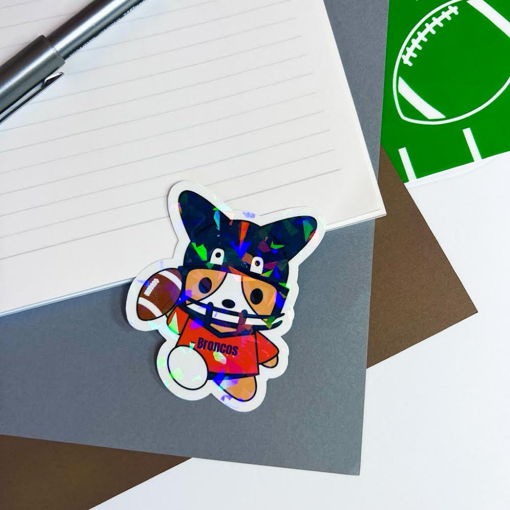 Football Denver Cute Kawaii Corgi Cookie Vinyl Diecut Sticker With ...