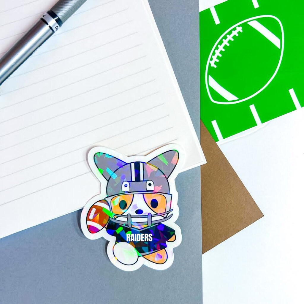 Football Raiders Cute Kawaii Corgi Cookie Vinyl Diecut Sticker With ...