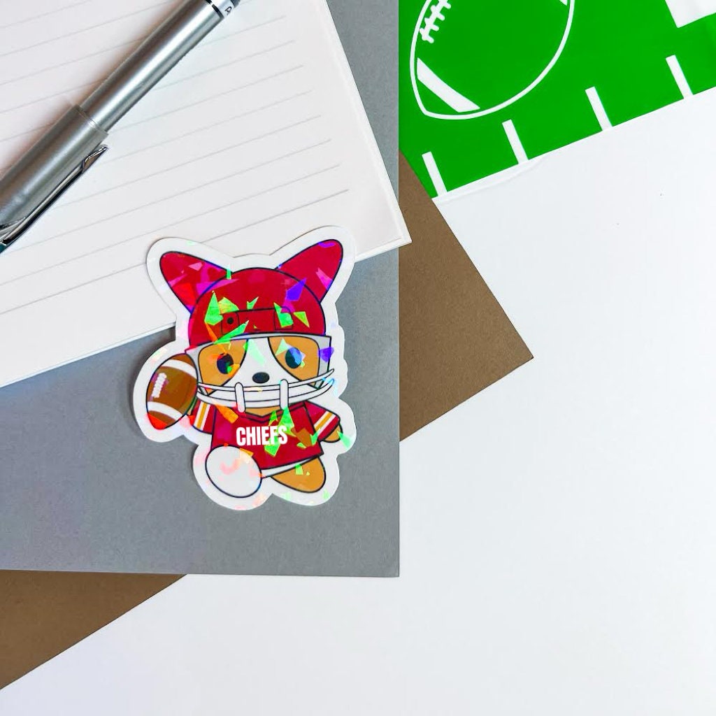 Football Chiefs Cute Kawaii Corgi Cookie Vinyl Diecut Sticker With ...