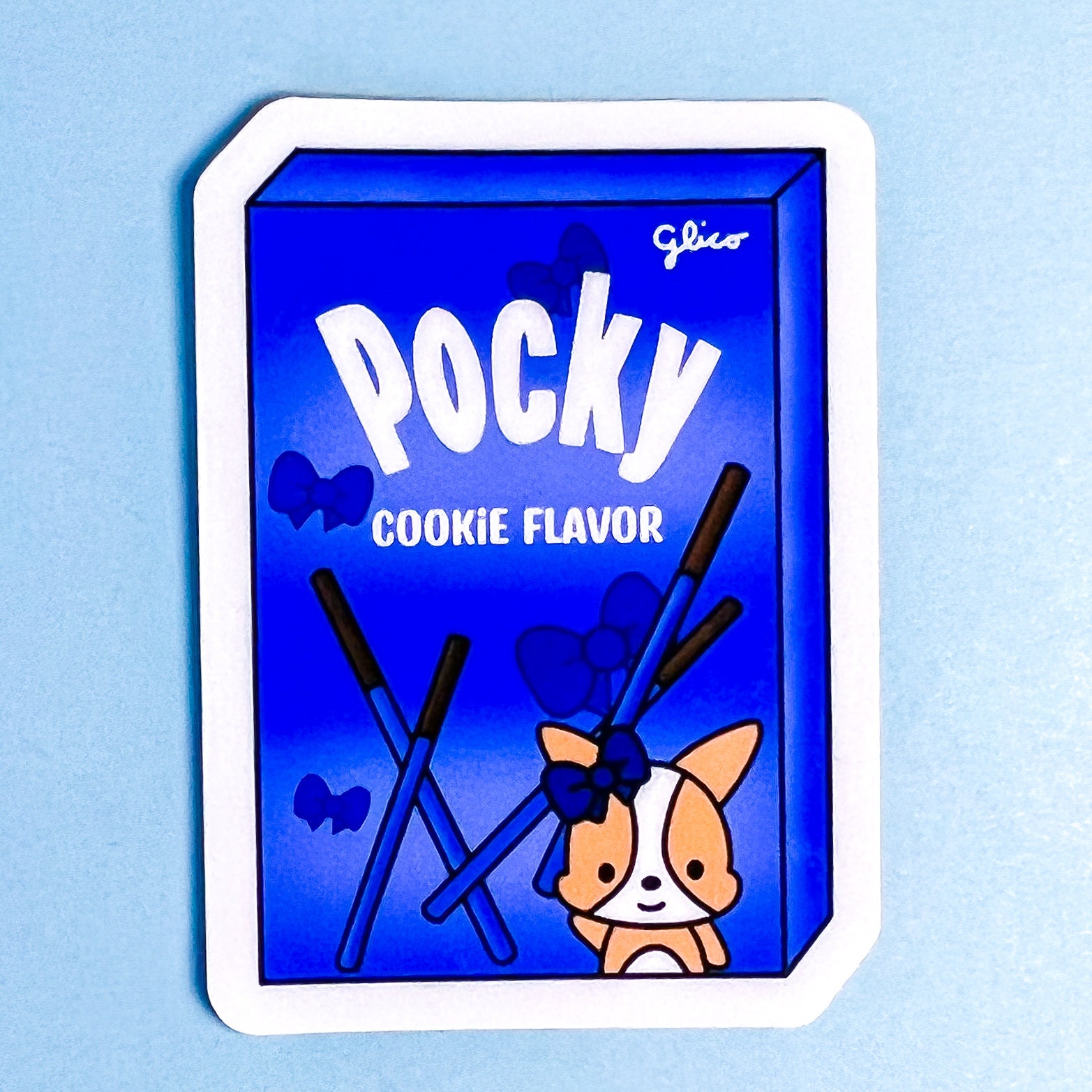 Blue Pocky Asian Snacks Cute Kawaii Corgi Cookie Vinyl Diecut Sticker ...