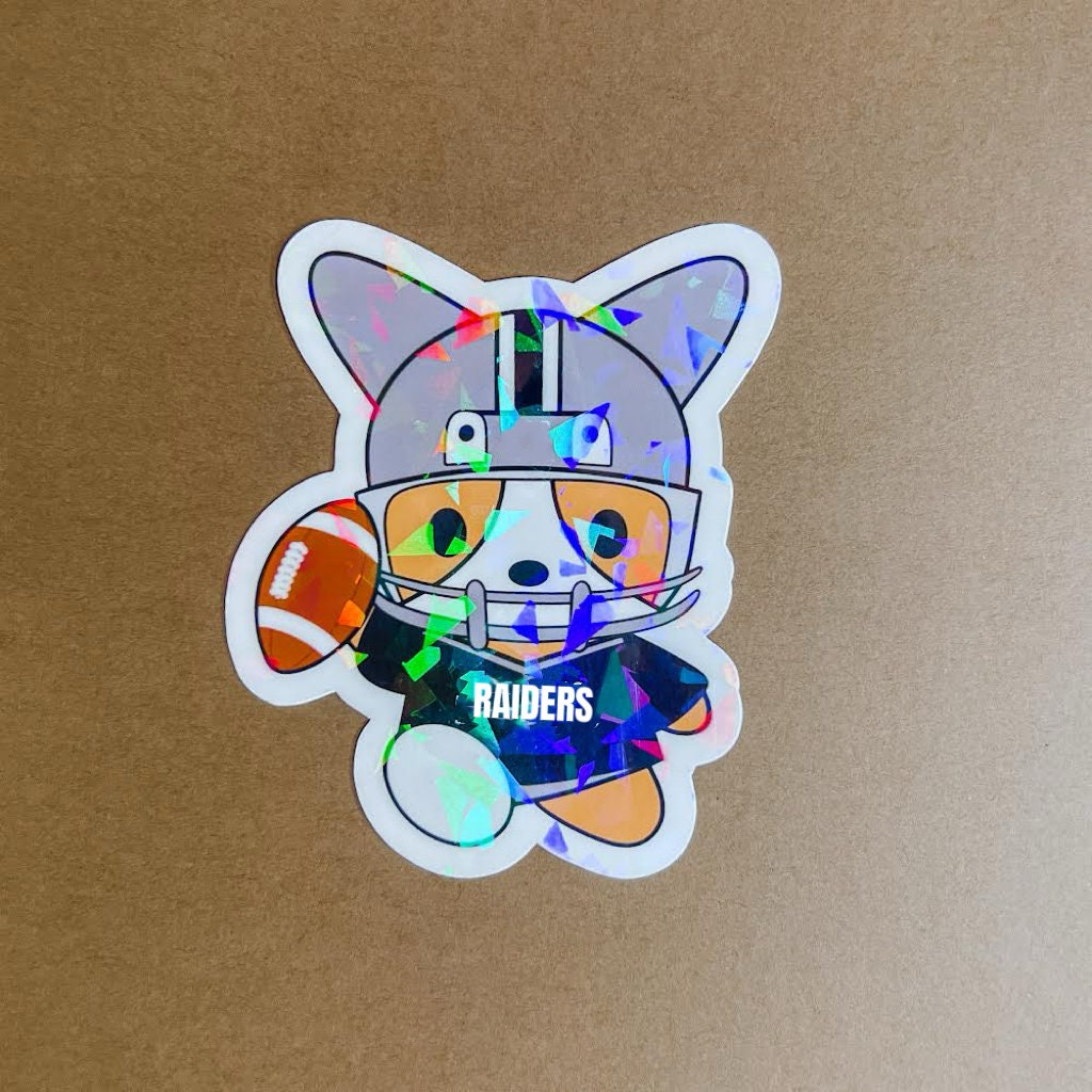 Football Raiders Cute Kawaii Corgi Cookie Vinyl Diecut Sticker With ...