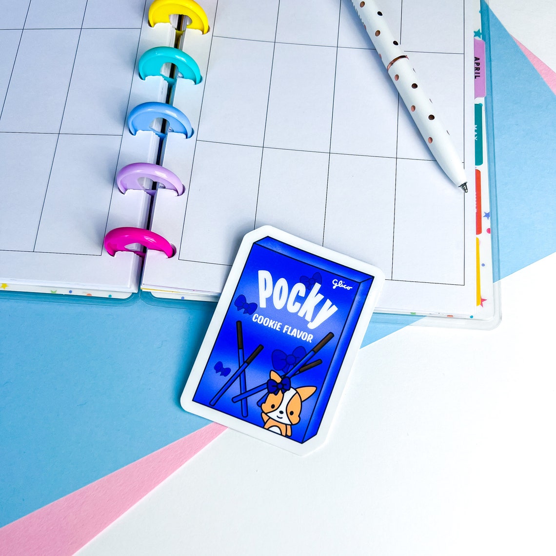 Blue Pocky Asian Snacks Cute Kawaii Corgi Cookie Vinyl Diecut Sticker ...