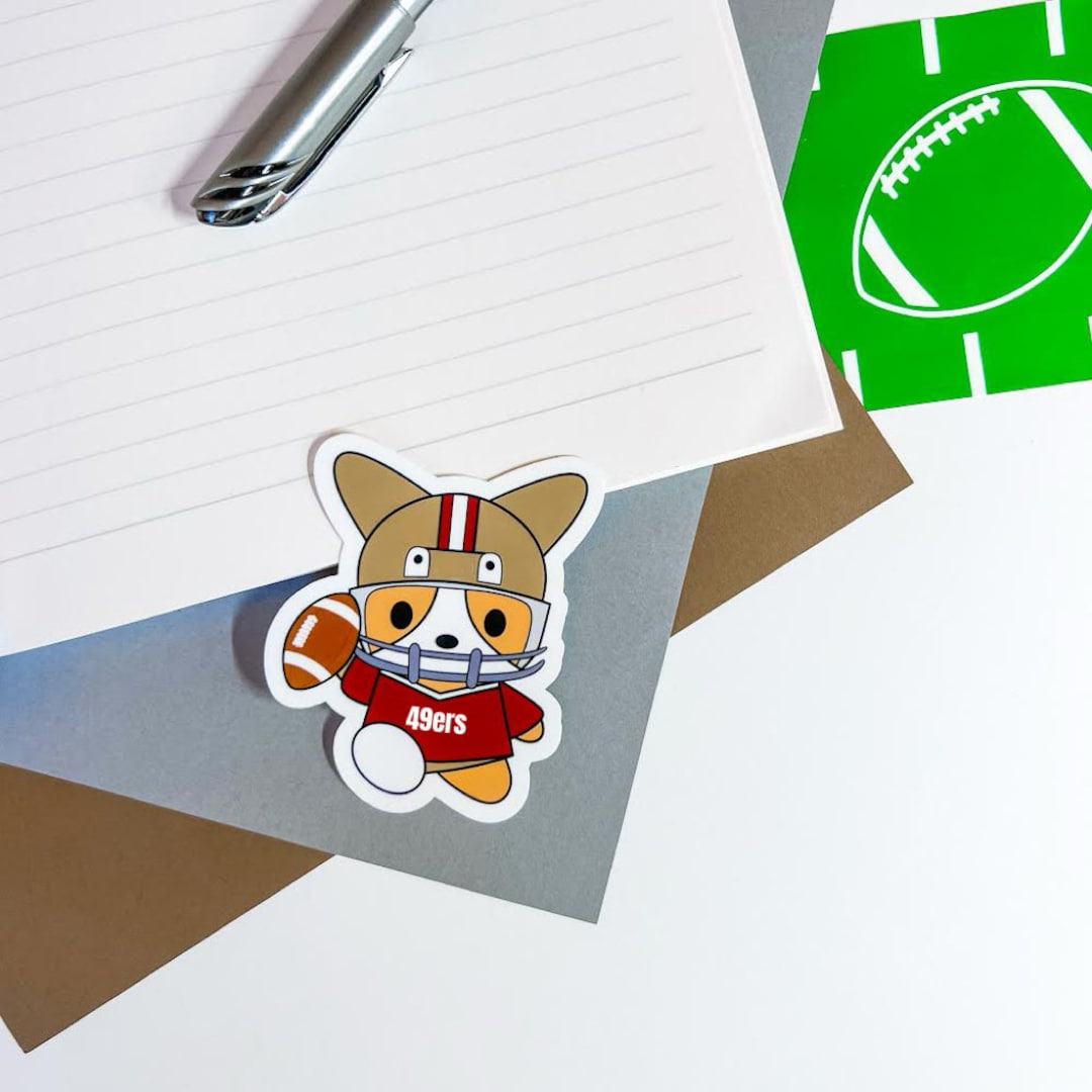 Football Niners Cute Kawaii Corgi Cookie Vinyl Diecut Sticker With ...