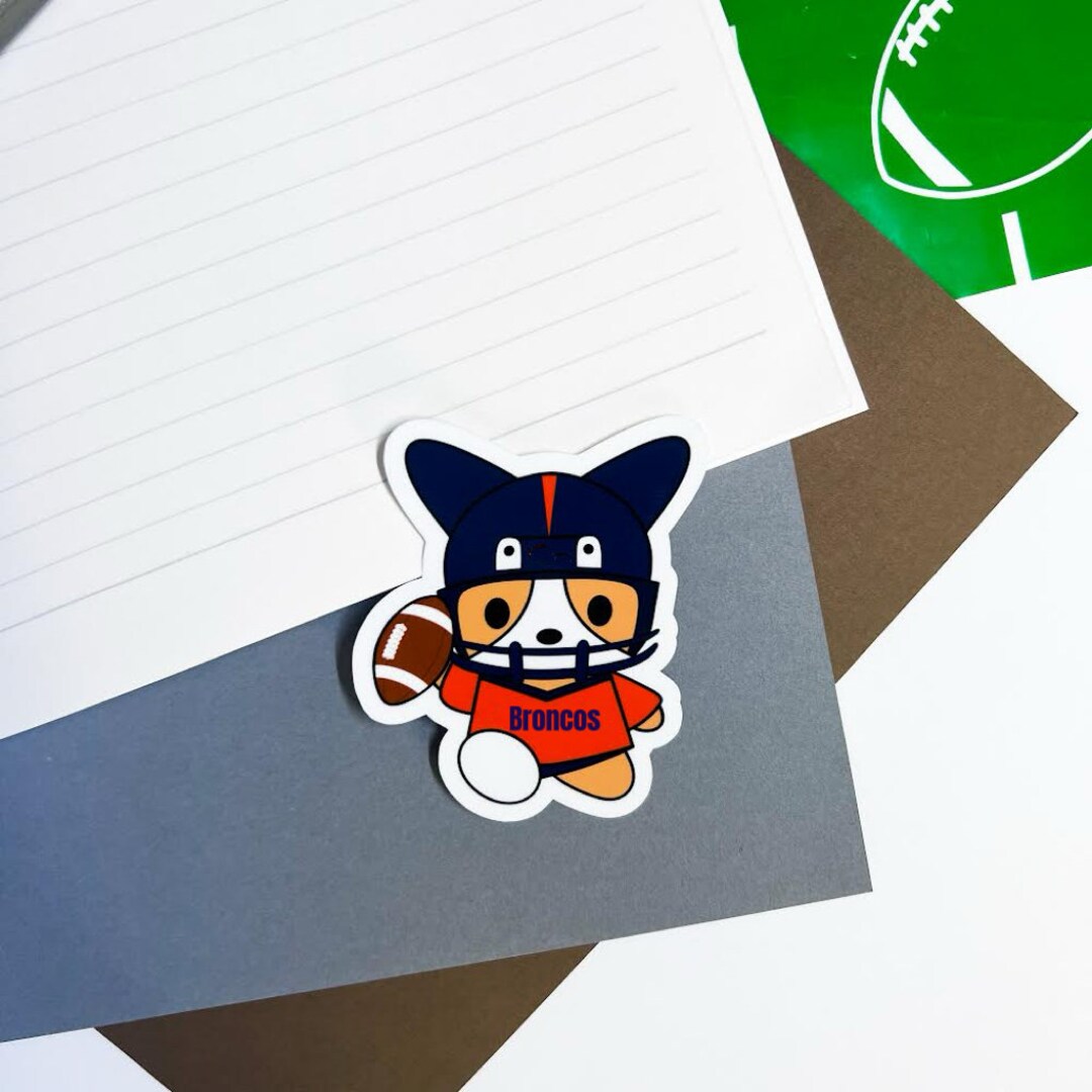 Football Denver Cute Kawaii Corgi Cookie Vinyl Diecut Sticker With ...