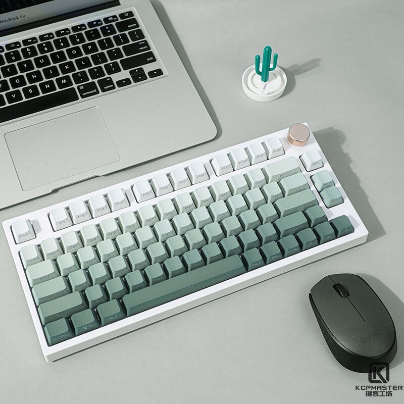 109 Green Gradient Translucent Keycap Set With Top-side Printing, PBT ...