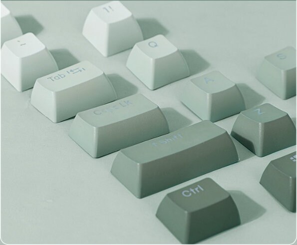 109 Green Gradient Translucent Keycap Set With Top-side Printing, PBT ...