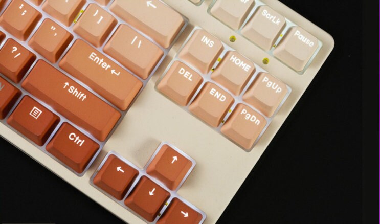 109 Red Gradient Translucent Keycap Set With Top-side Printing, PBT ...