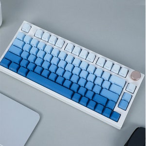 109 Blue Gradient Translucent Keycap Set With Top-side Printing, PBT ...