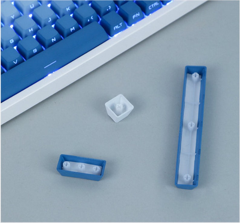109 Blue Gradient Translucent Keycap Set With Top-side Printing, PBT ...