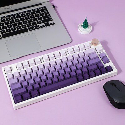 109 Purple Gradient Translucent Keycap Set With Top-side Printing, PBT ...