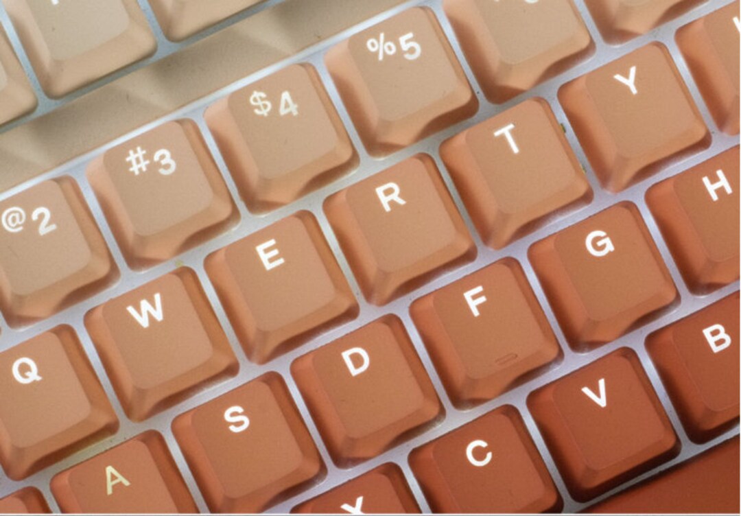 109 Red Gradient Translucent Keycap Set With Top-side Printing, PBT ...