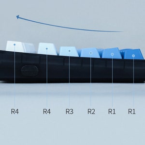 109 Blue Gradient Translucent Keycap Set With Top-side Printing, PBT ...