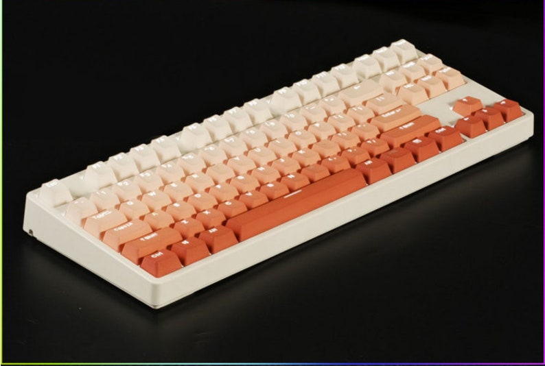 109 Red Gradient Translucent Keycap Set With Top-side Printing, PBT ...