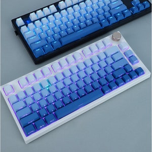 109 Blue Gradient Translucent Keycap Set With Top-side Printing, PBT ...