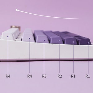 109 Purple Gradient Translucent Keycap Set With Top-side Printing, PBT ...