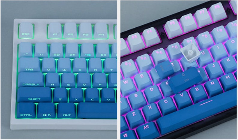 109 Blue Gradient Translucent Keycap Set With Top-side - Etsy