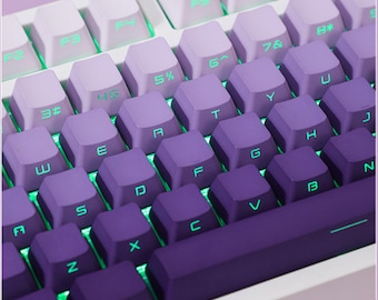 109 Blue Gradient Translucent Keycap Set With Top-side Printing, PBT ...