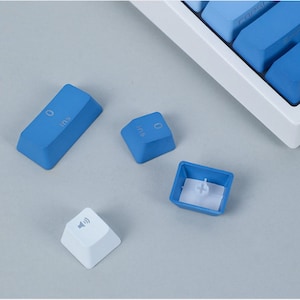 109 Blue Gradient Translucent Keycap Set With Top-side Printing, PBT ...