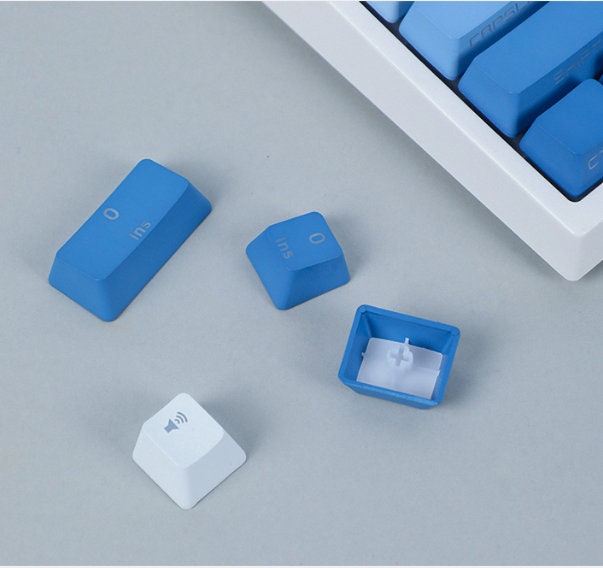 109 Blue Gradient Translucent Keycap Set With Top-side Printing, PBT ...