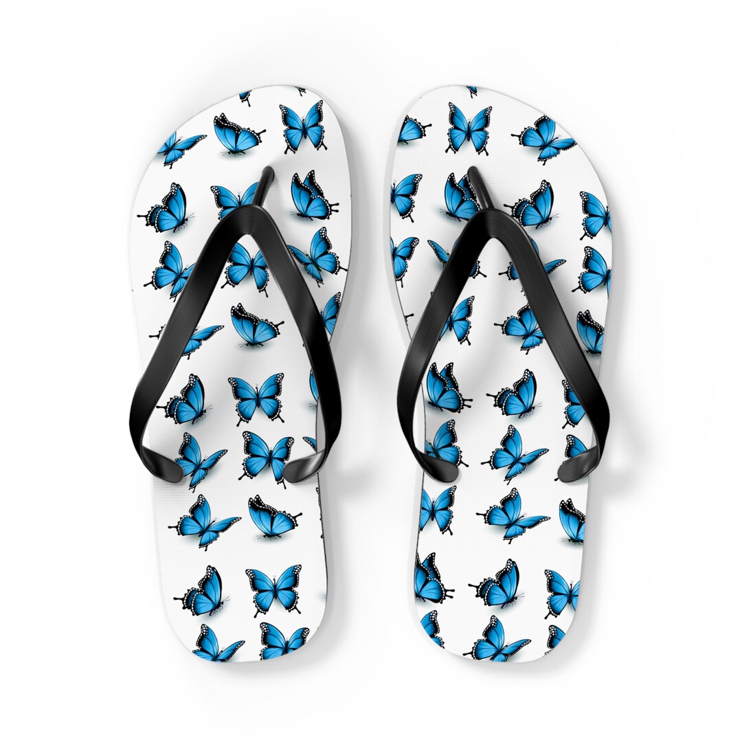 Blue Butterfly Flip Flops - Etsy
