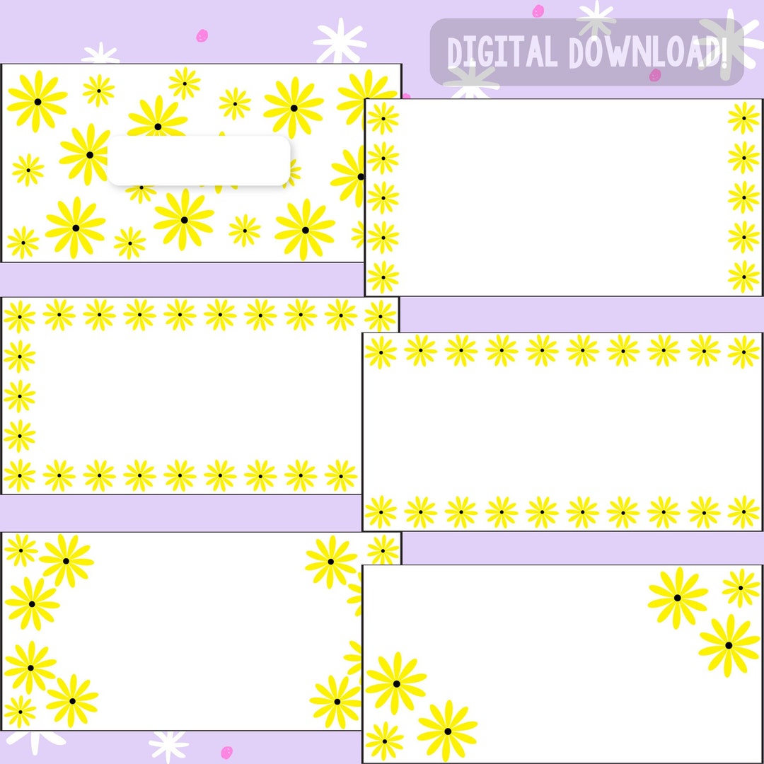 A6 Yellow Flowers Envelope Dashboards - Etsy