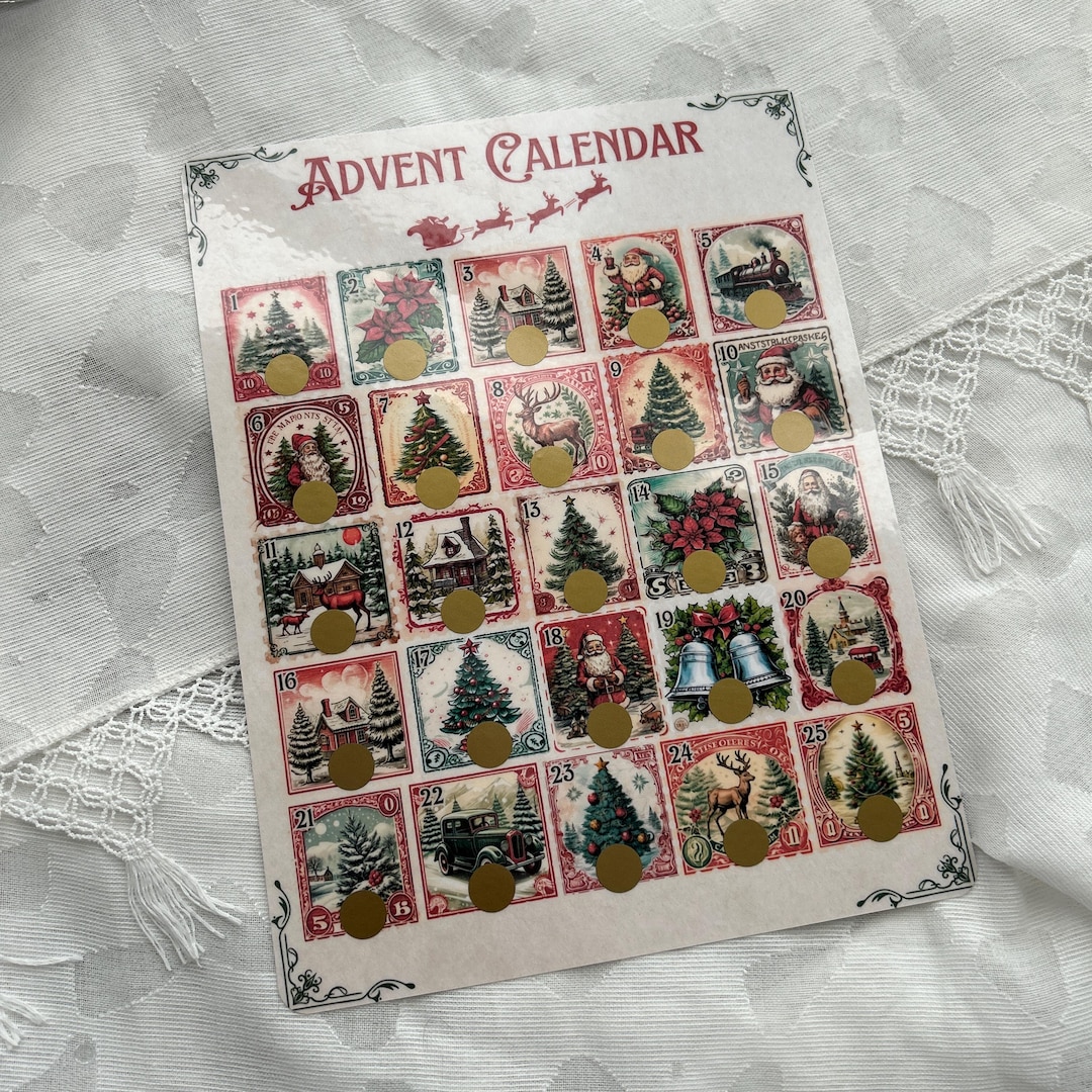 Vintage Christmas Advent Calendar Scratch-off - Etsy