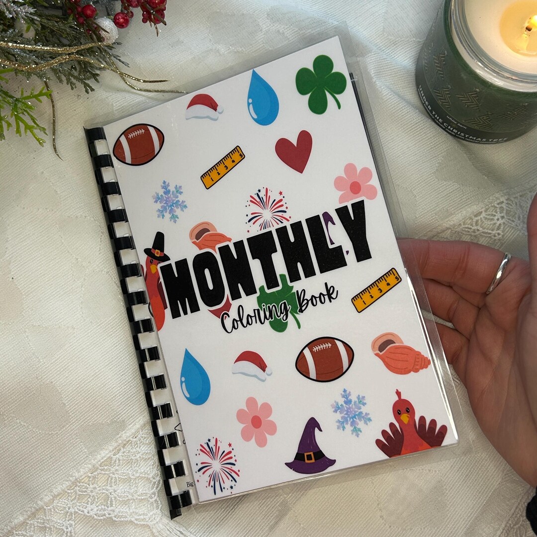 Monthly Coloring Book (half Page Size) - Etsy