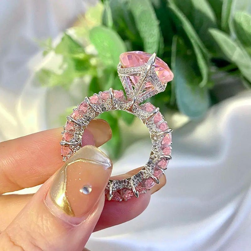 Pink Heart Ring - Etsy