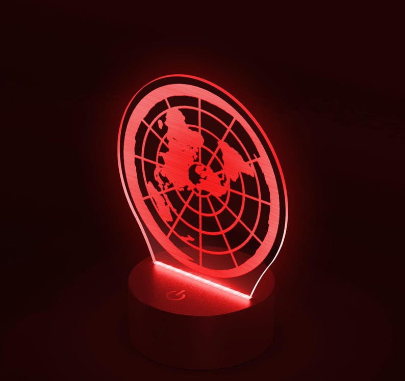 Gleason Flat Earth Map LED Table Lamp, Ancient Map Night Light ...