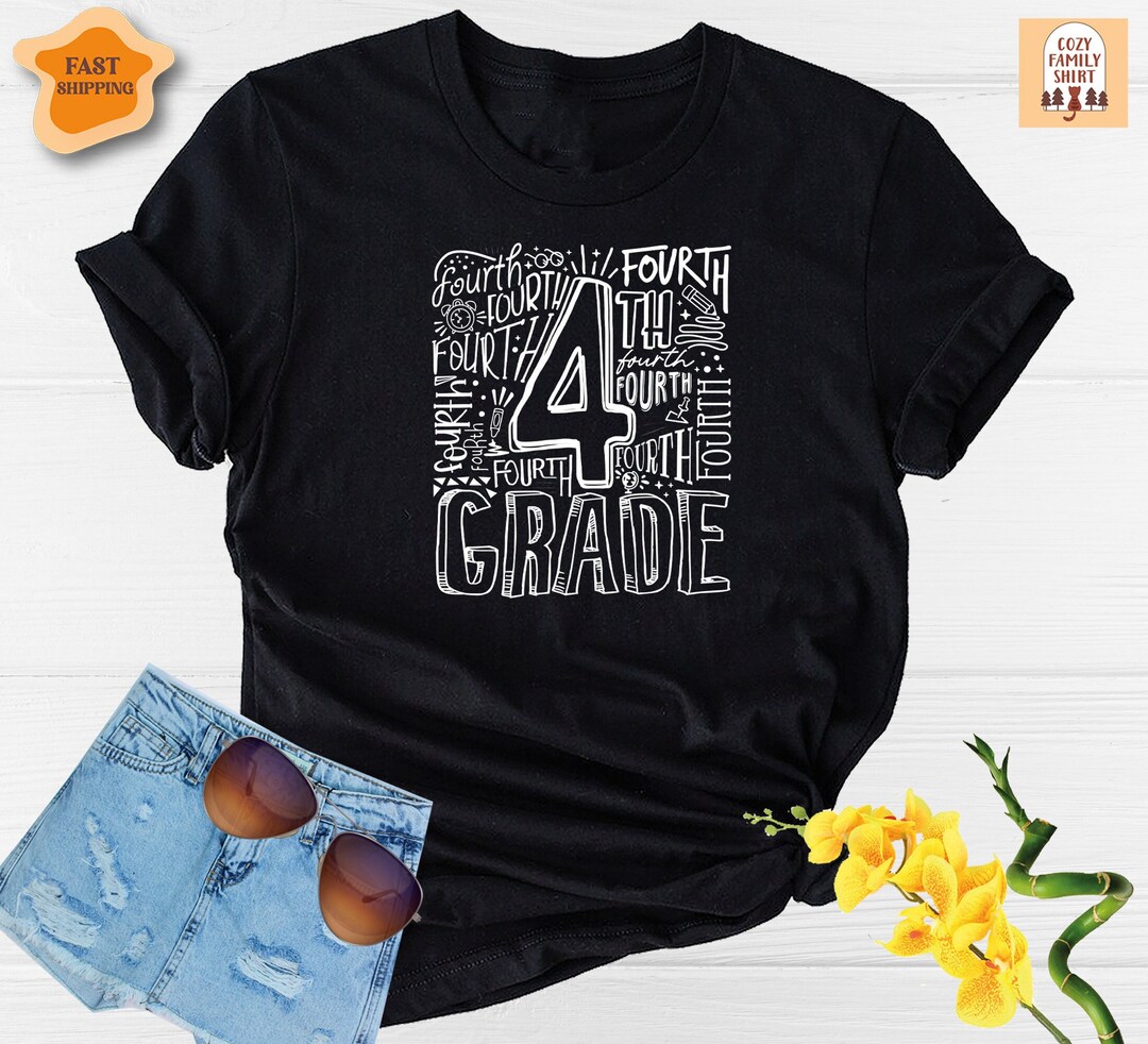 Fourth Grade Shirt, 4th Grade Typography Shirt, School Typography Shirt ...
