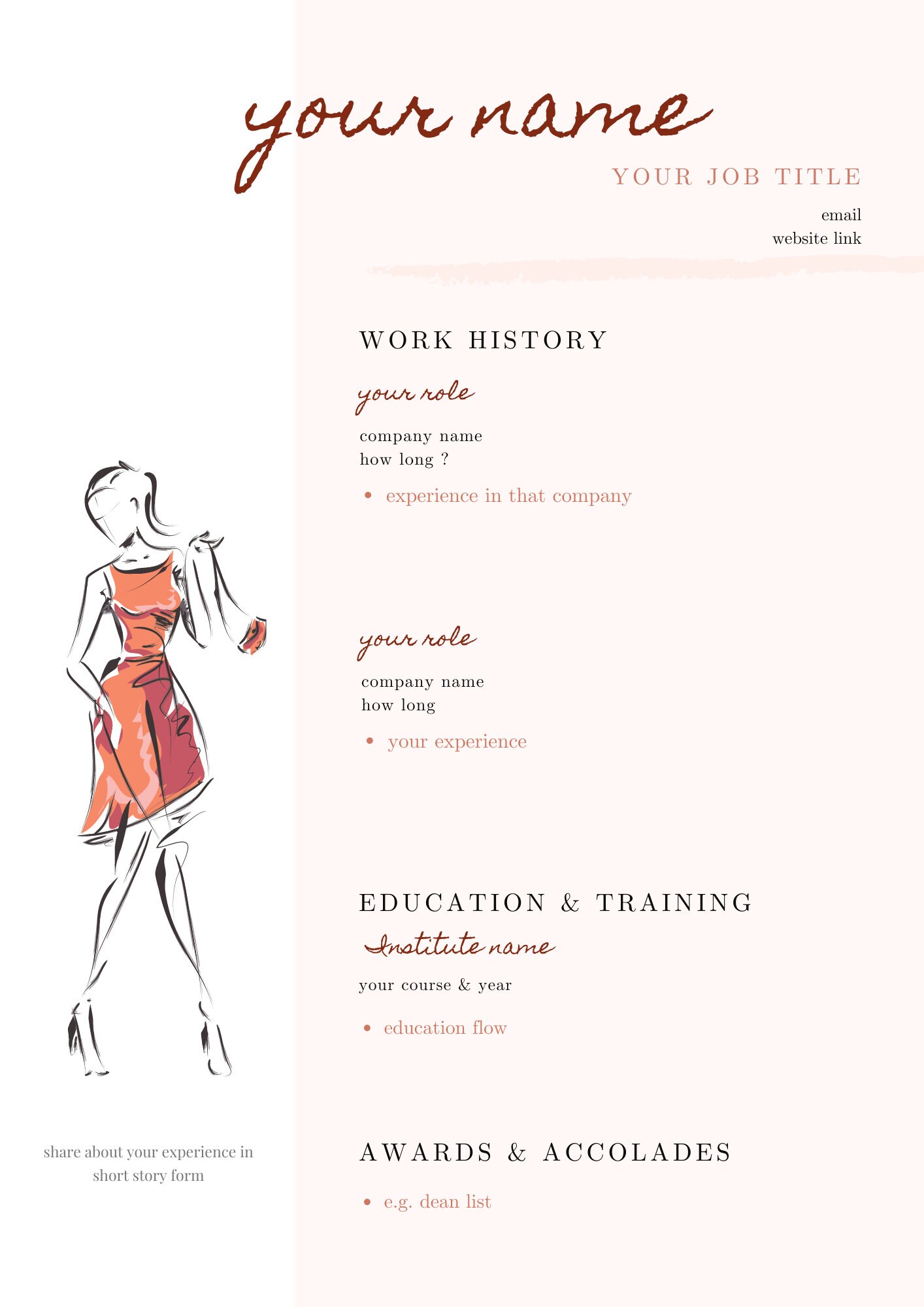 Fashion Design Resume Cv Template - Etsy