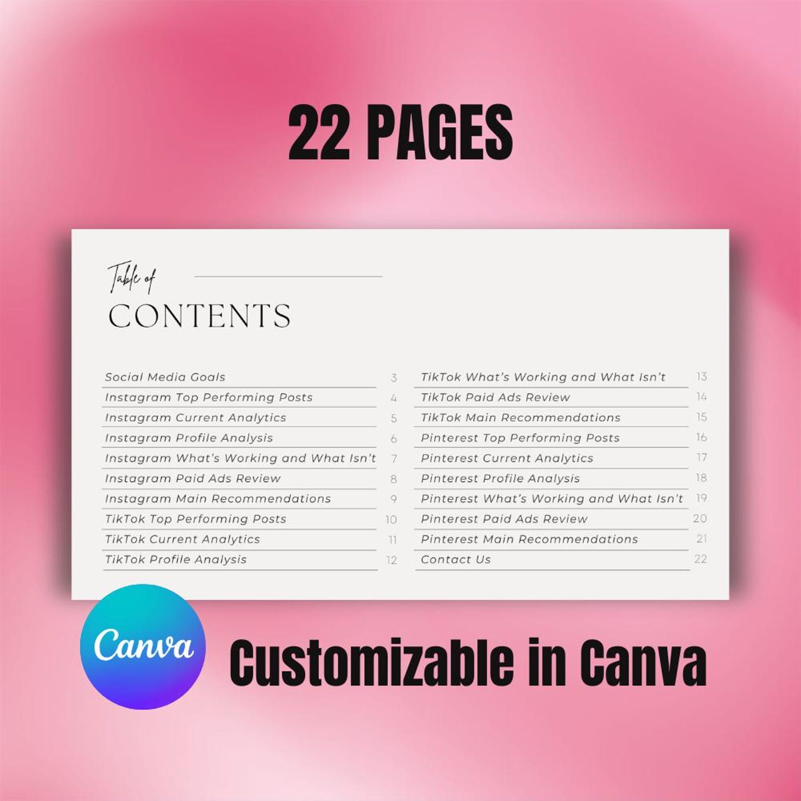 Aesthetic Social Media Audit Template | Social Media Manager | Social ...